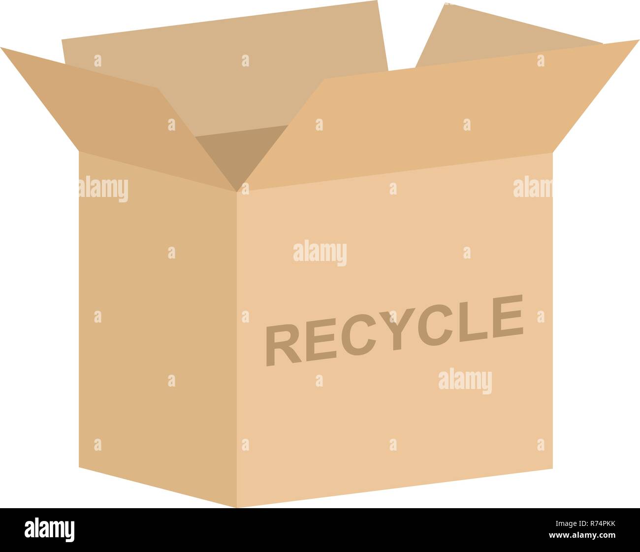Open cardboard box vector with recycling symbol for charitable or ...