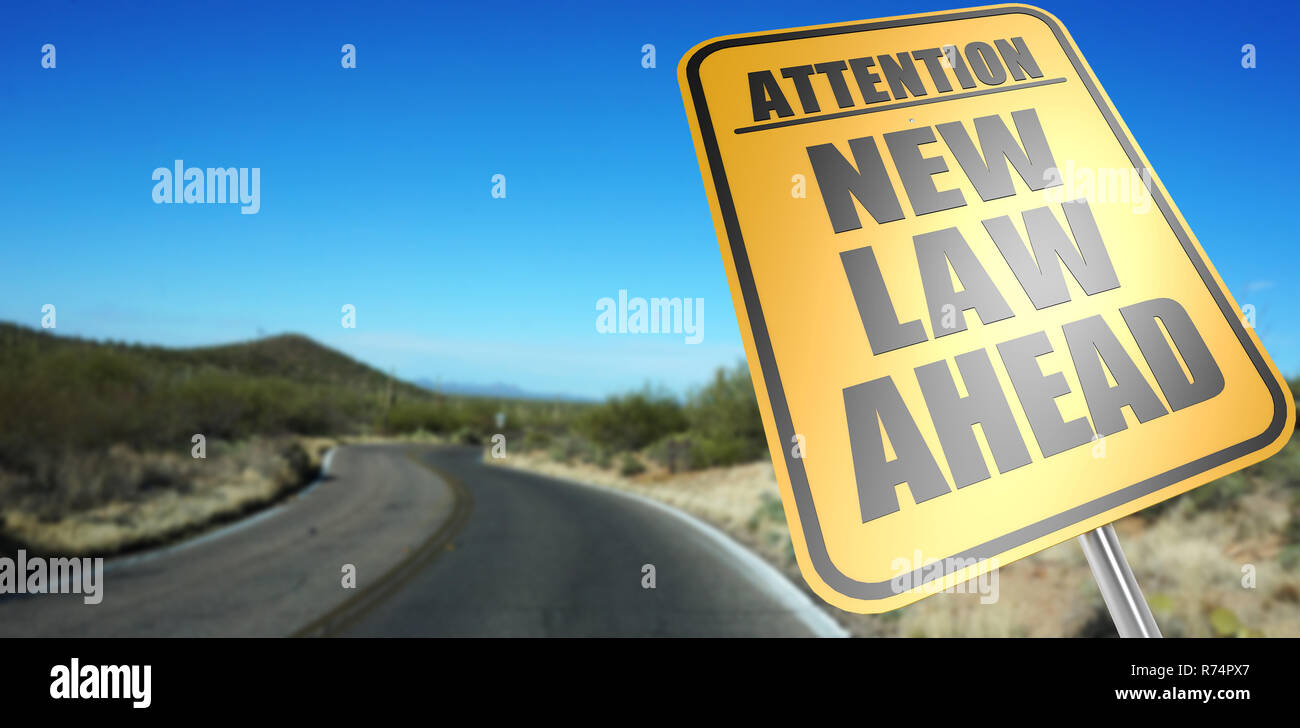 New law ahead road sign Stock Photo - Alamy