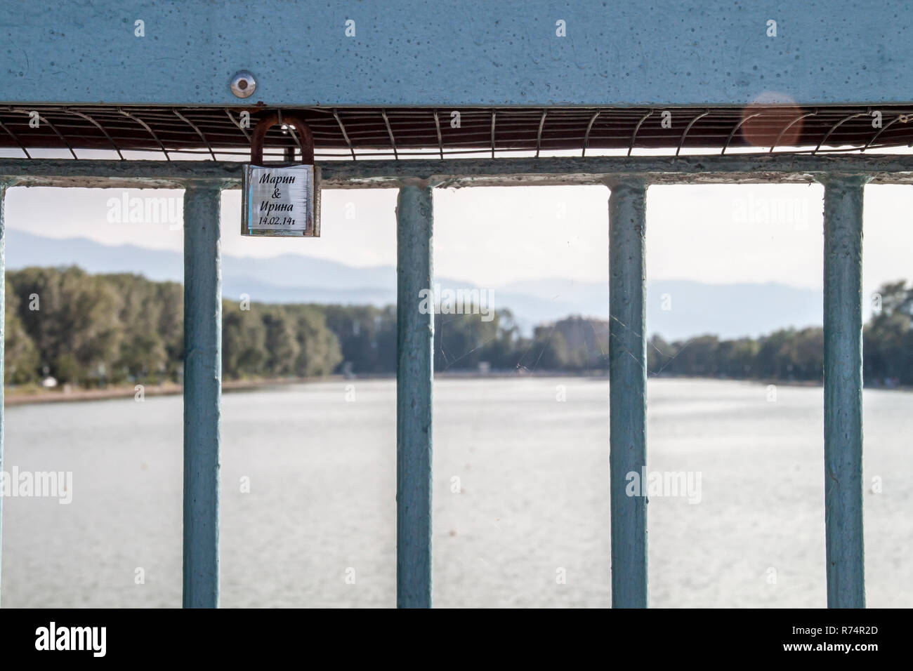 Love Padlocks on the rowing channel bridge in Plovdiv, Bulgaria Stock ...