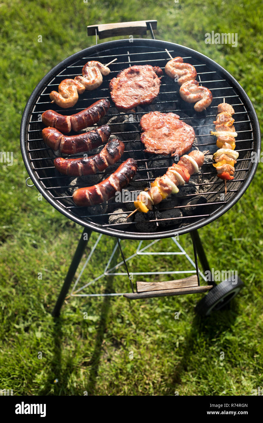 Assorted delicious grilled, barbecue and fire background Stock Photo ...