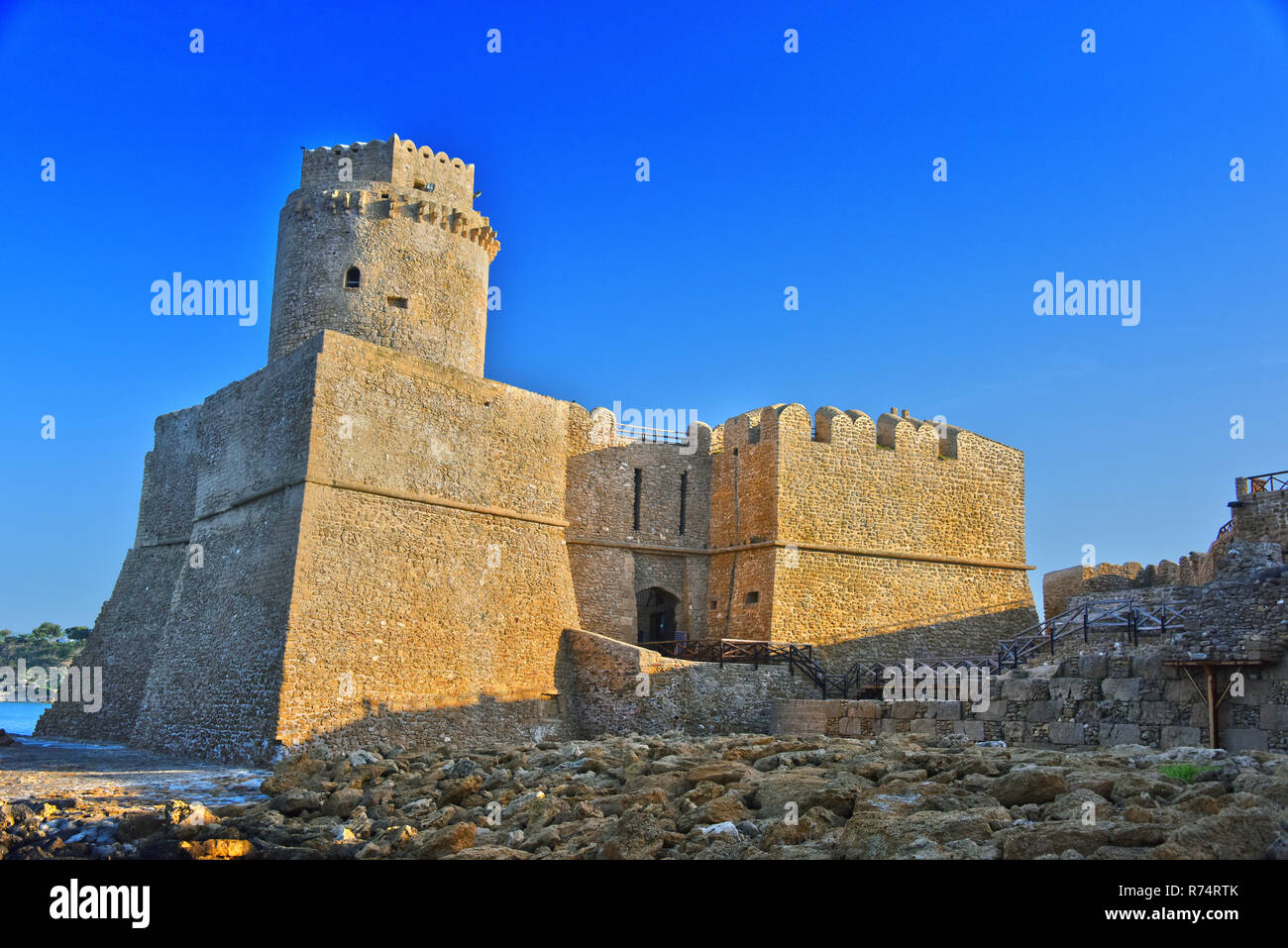 The castle in the Isola di Capo Rizzuto, Calabria, Italy Stock Photo ...