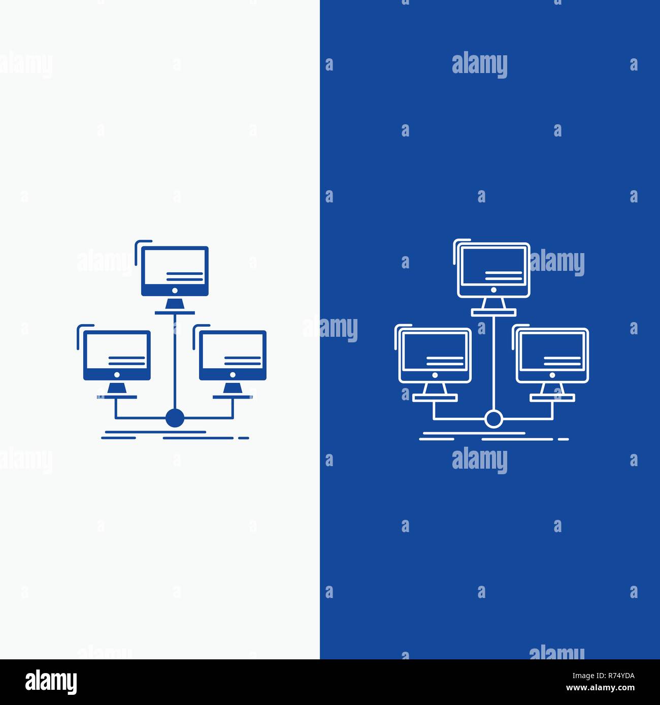 Database Distributed Connection Network Computer Line And Glyph Web Button In Blue Color