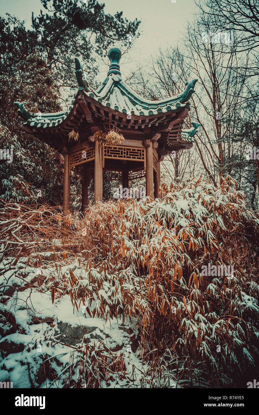 pagoda covered with white snow Stock Photo - Alamy