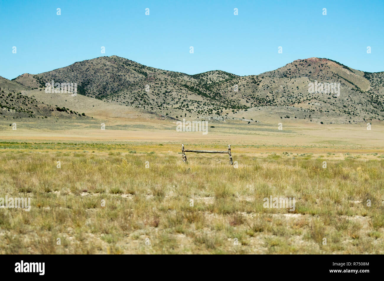 A beautiful desert landscape with a mountain in the distance Stock ...