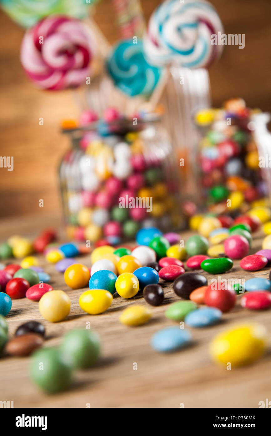 Mixed colorful sweets, lollipops and candy Stock Photo - Alamy