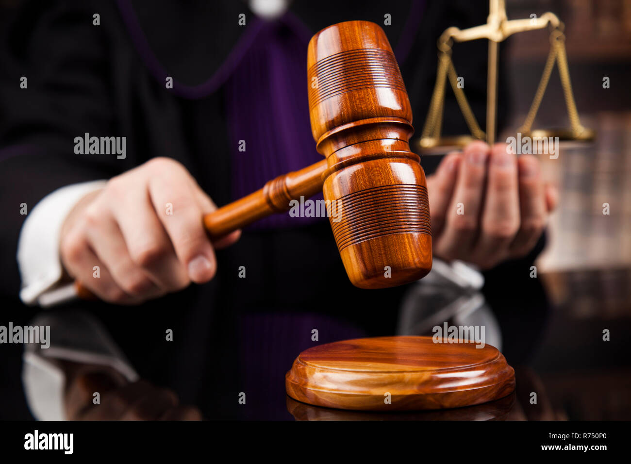 Courtroom, Judge, male judge in black mirror background Stock Photo - Alamy