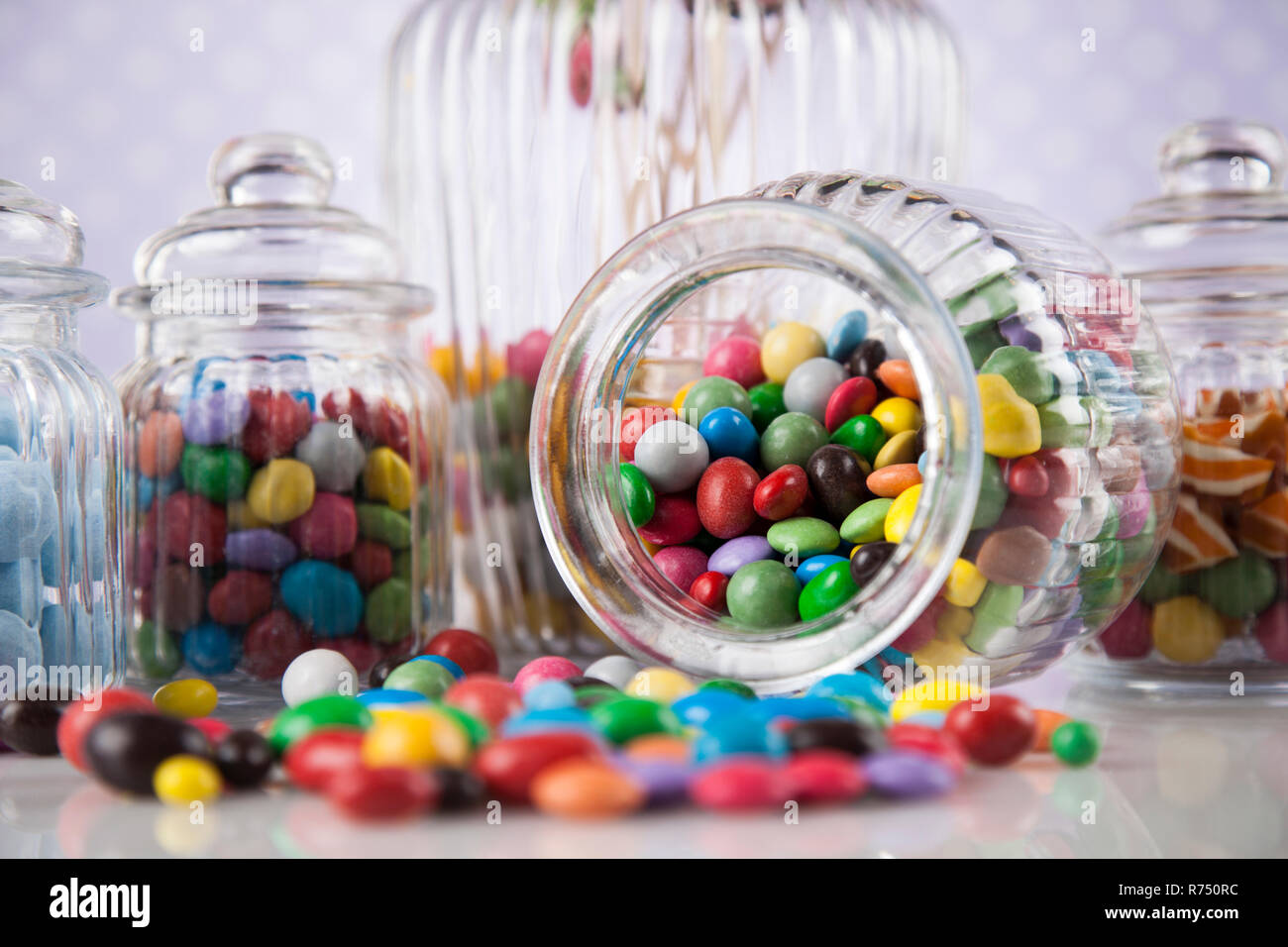 Colorful gum sweet candy and lollipops and gum balls Stock Photo - Alamy
