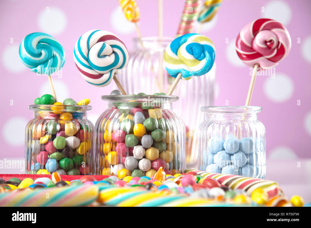 Different colorful sweets and lollipops Stock Photo - Alamy