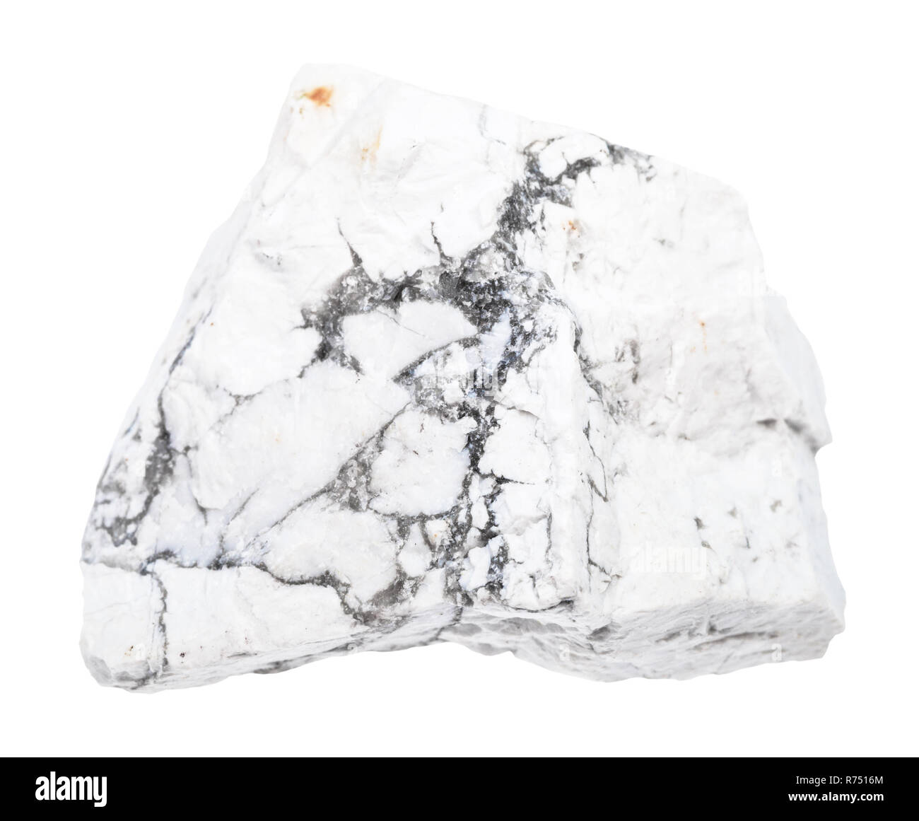 rough Howlite stone isolated on white Stock Photo - Alamy