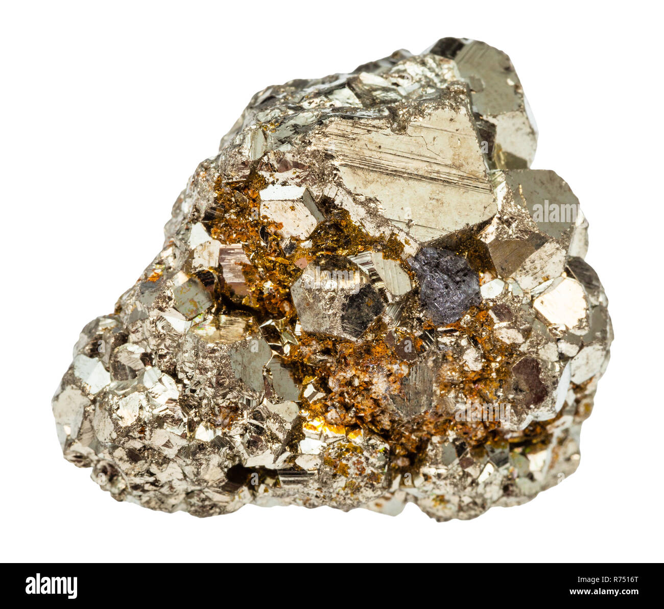 rough iron pyrite stone isolated Stock Photo - Alamy