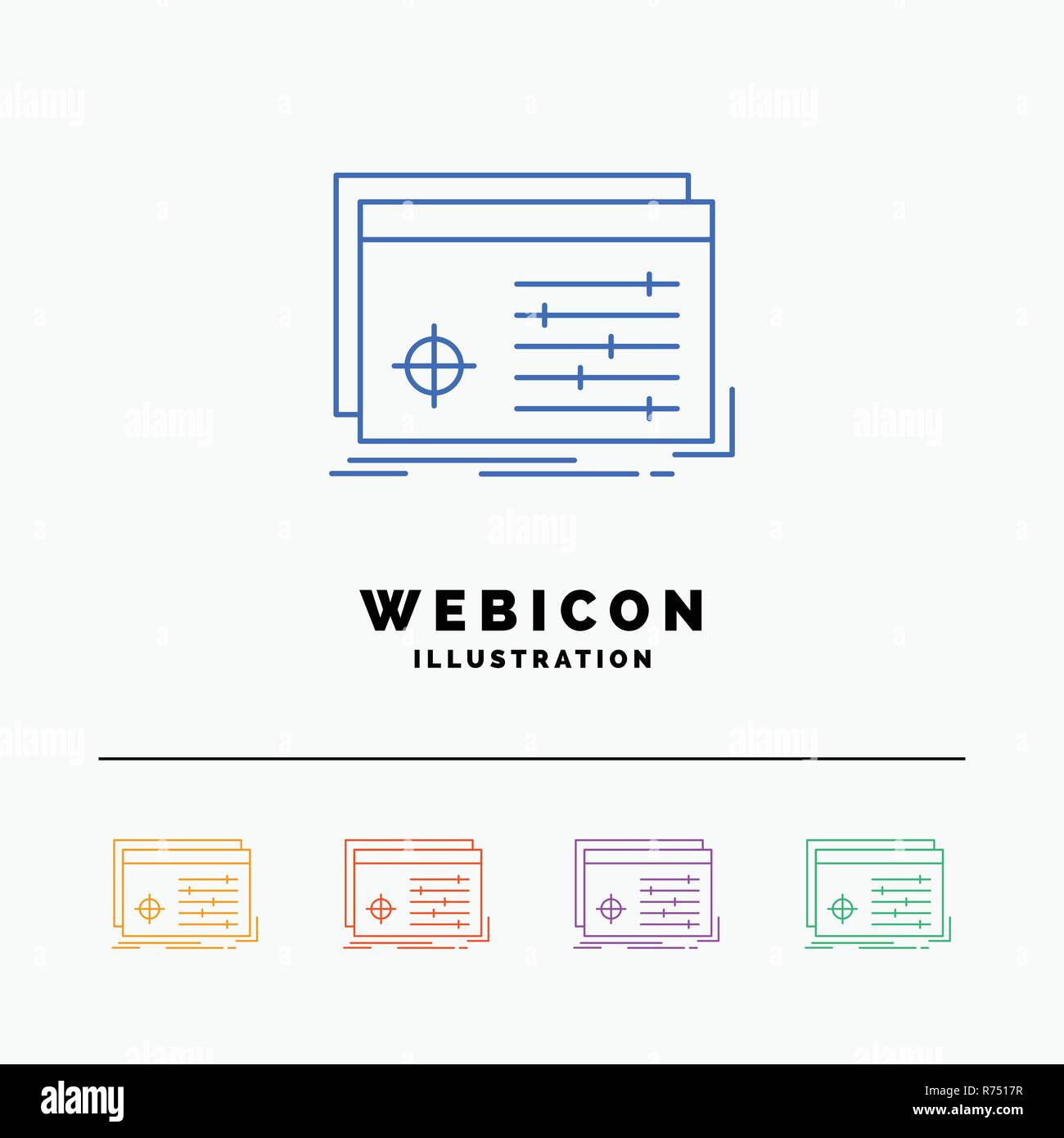 File Object Processing Settings Software 5 Color Line Web Icon Template Isolated On White