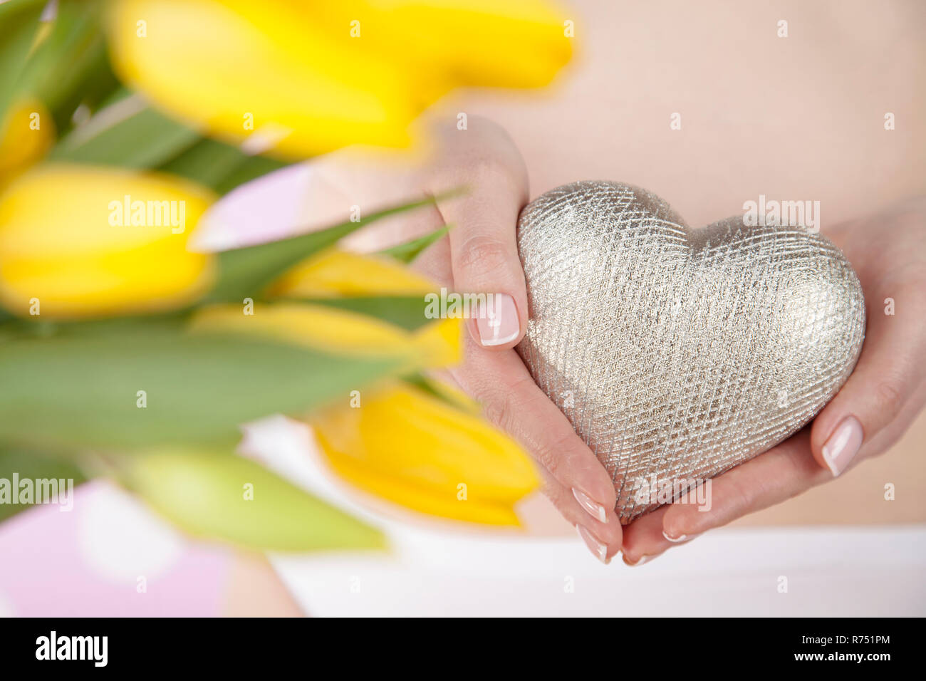 Heart, Beautiful Pregnant Woman belly Stock Photo - Alamy