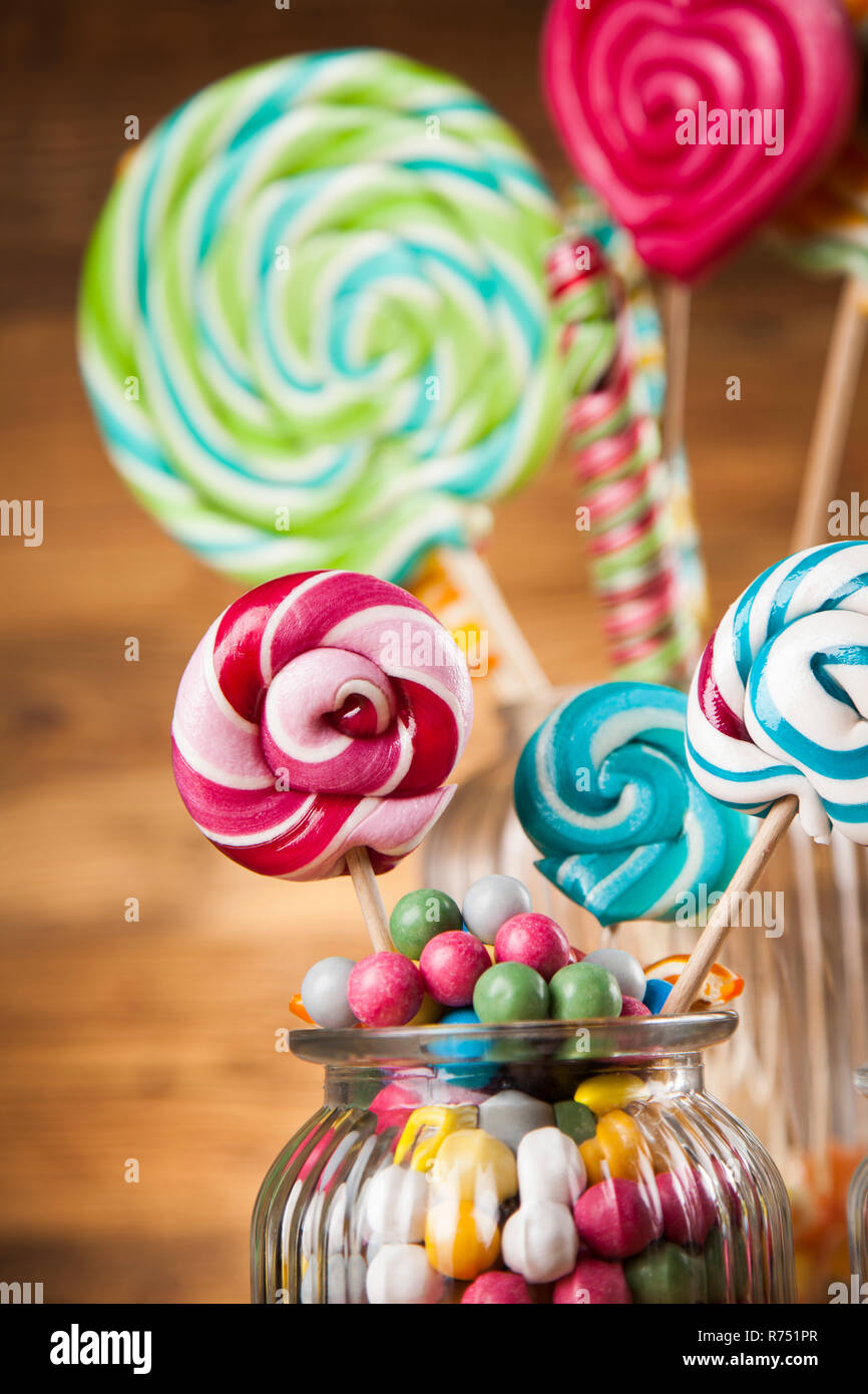 Different colorful sweets and lollipops Stock Photo - Alamy