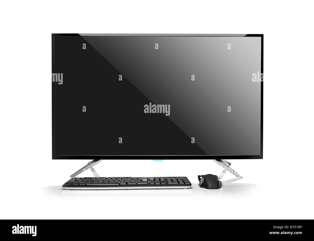 Desktop computer and keyboard and mouse on white Stock Photo - Alamy