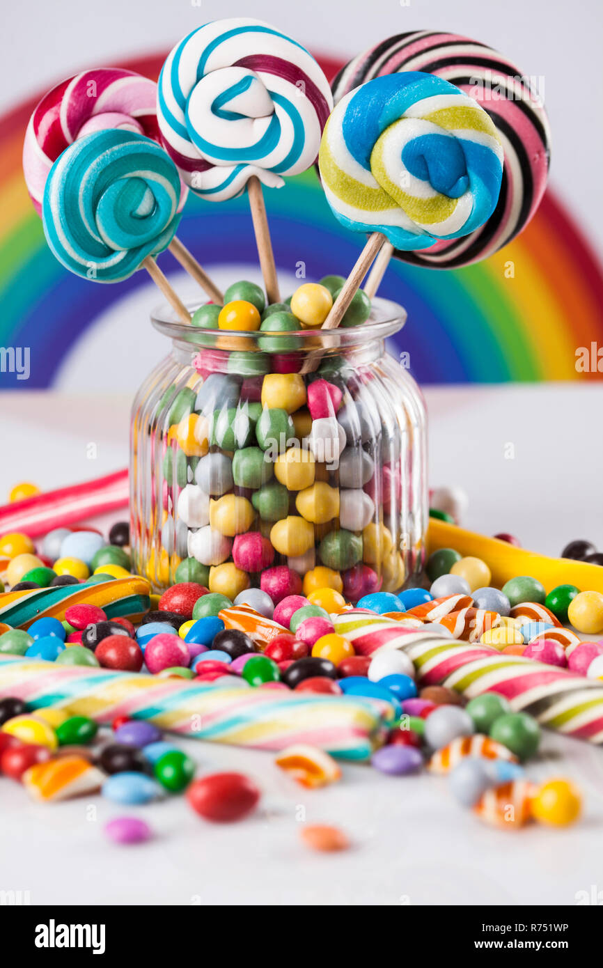 Different colorful sweets and lollipops Stock Photo - Alamy