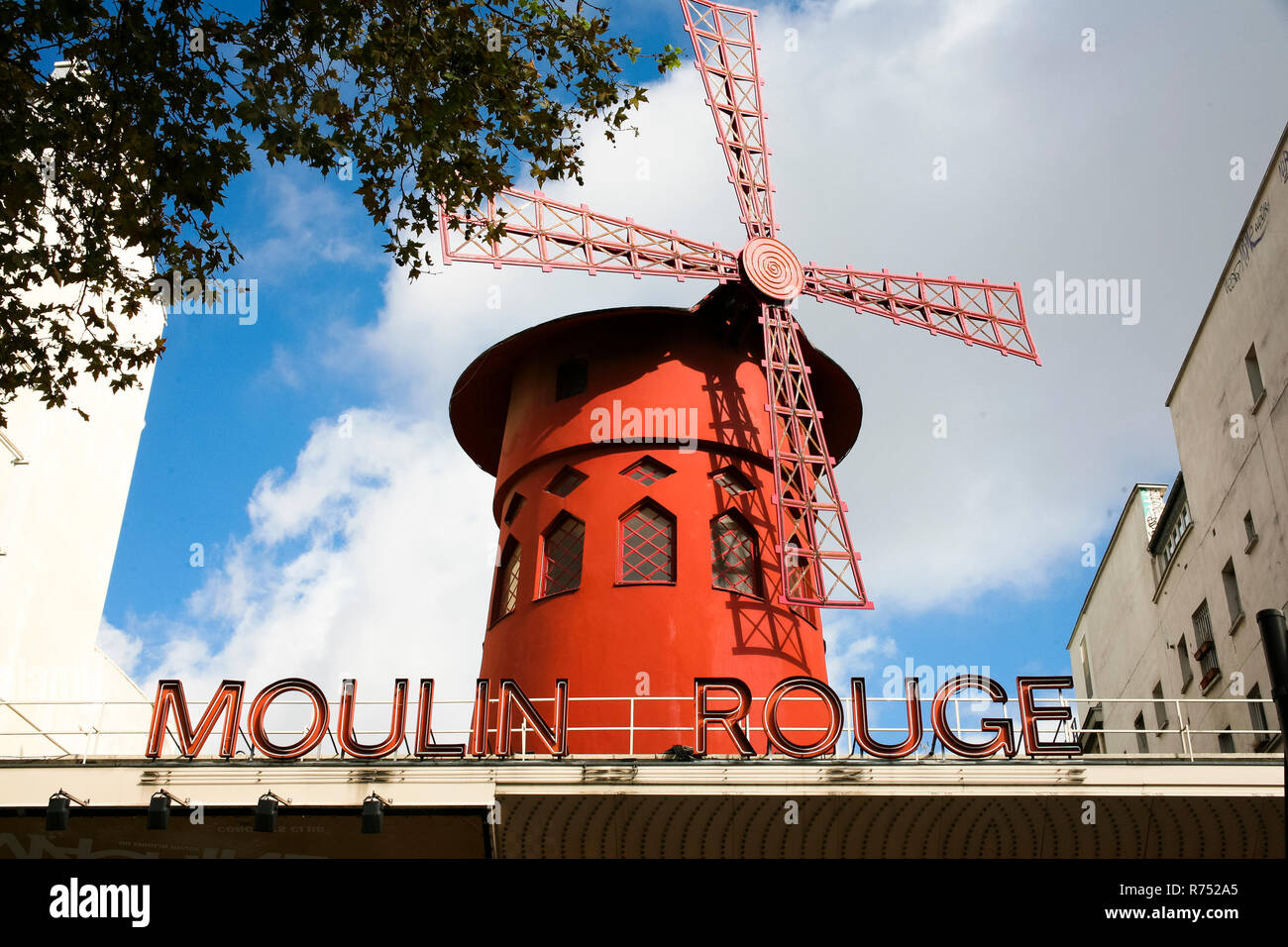 Paris, France - October 2016, Looking up at the windmill over the ...