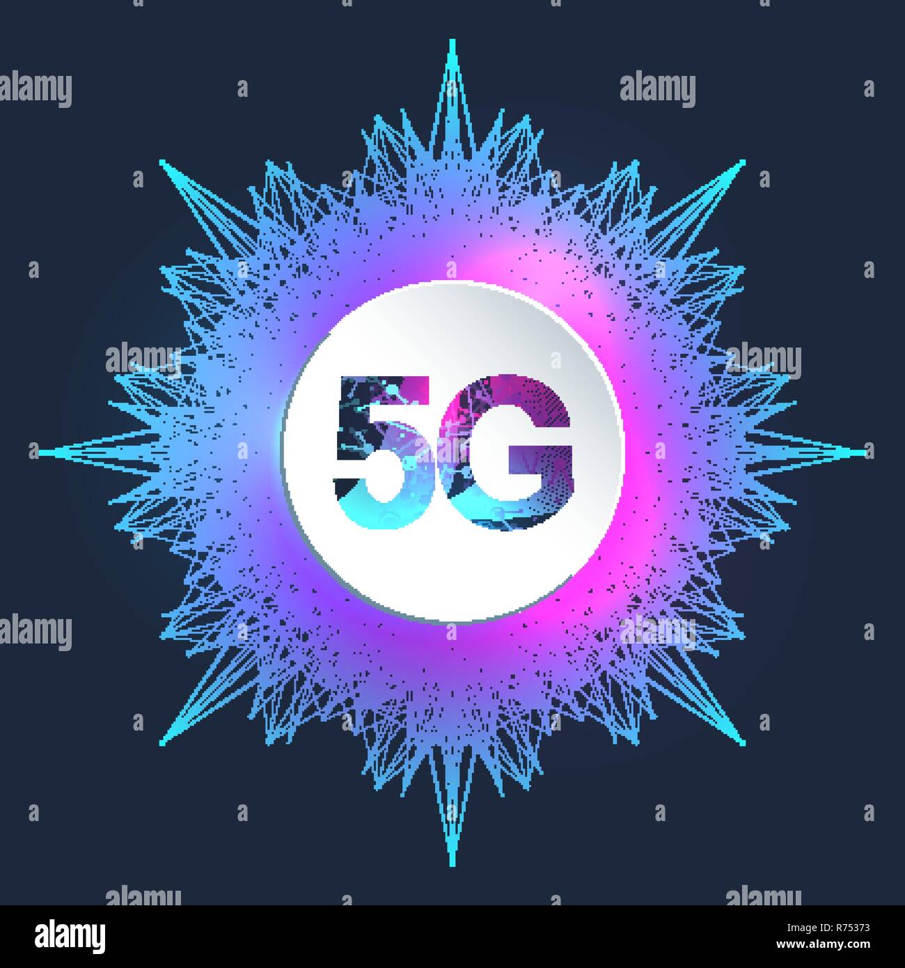 5G network wireless system and internet connection background. 5G ...