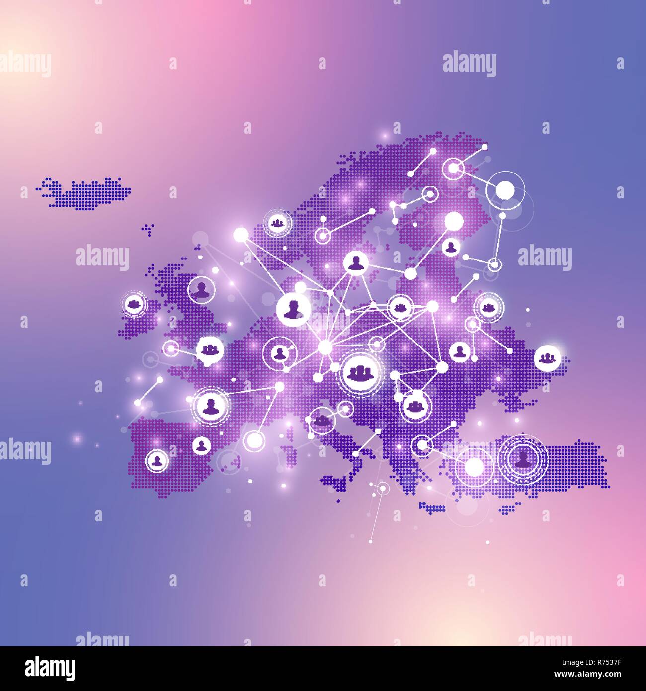 Connected network business vector map hi-res stock photography and ...