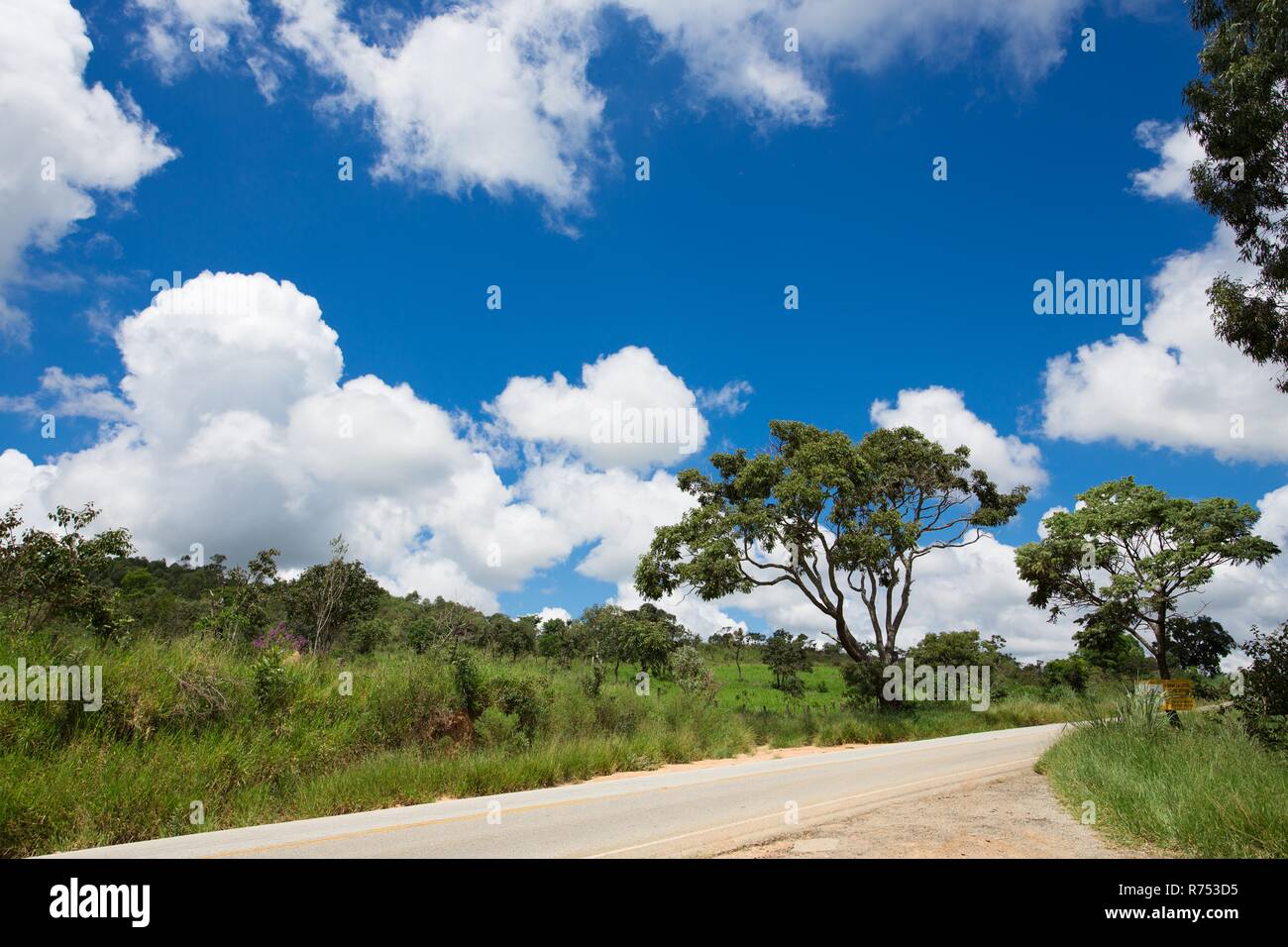 empty brazilian road at sunny cloudy day Stock Photo - Alamy