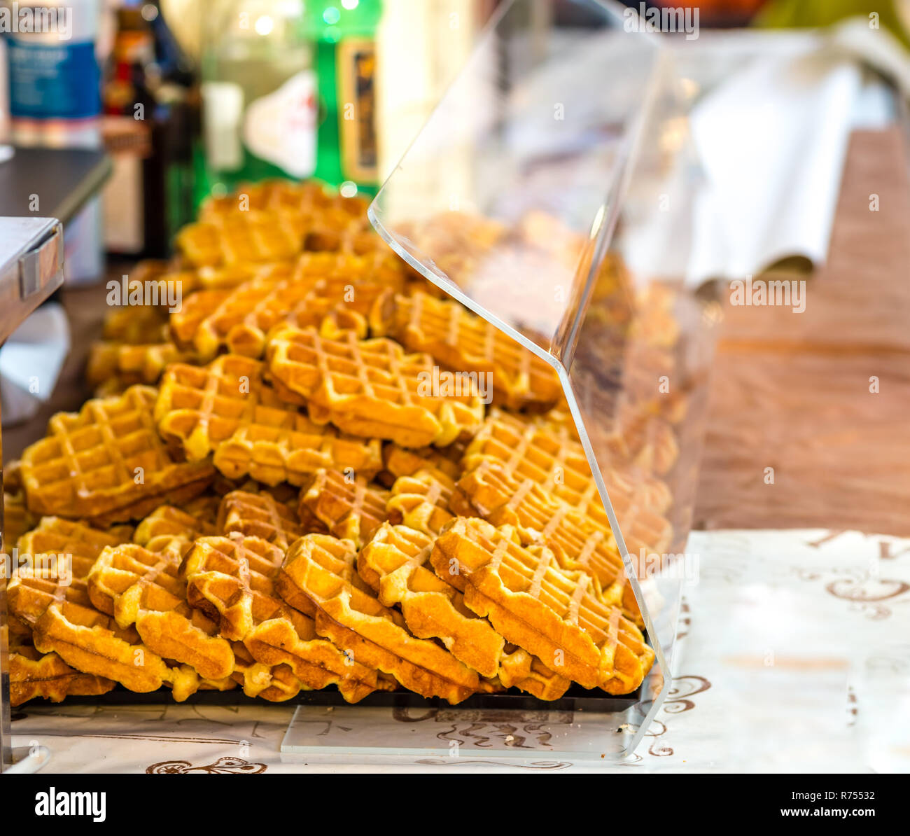 traditional waffles for sale in street market Stock Photo - Alamy