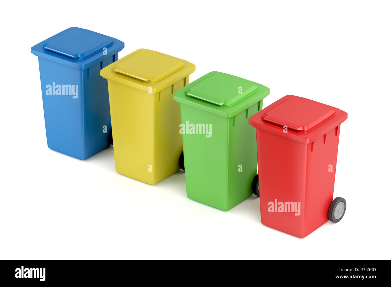 Multicolored plastic trash bins Stock Photo - Alamy