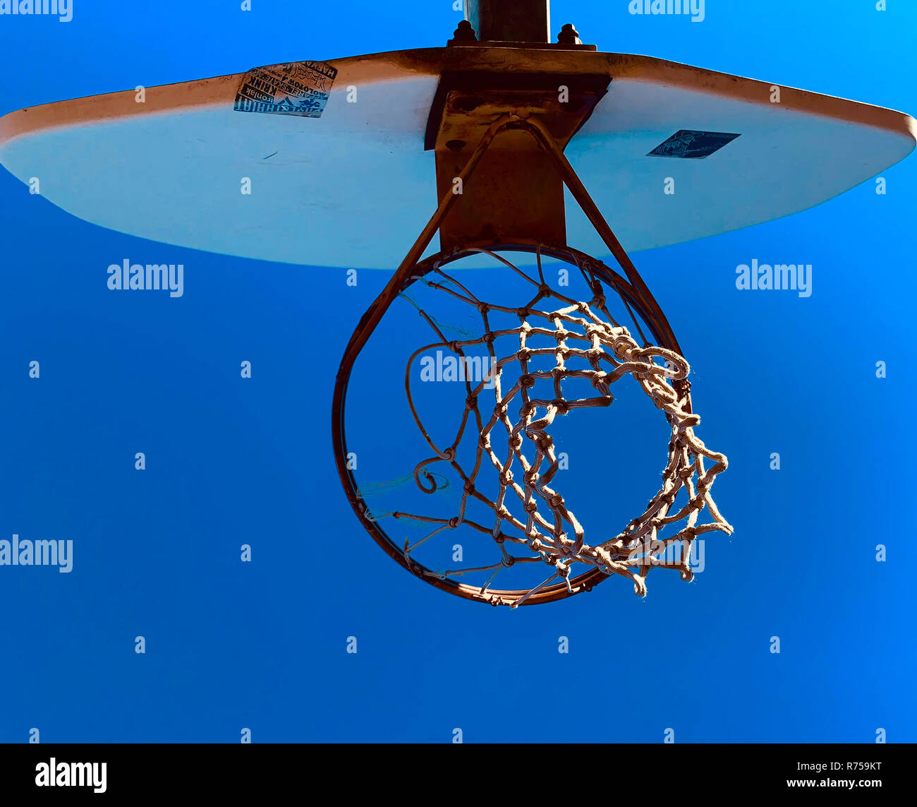 Basketball Net under a Blue Sky Stock Photo - Alamy