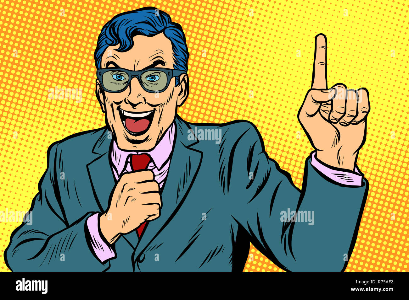 man pointing finger up Stock Photo - Alamy