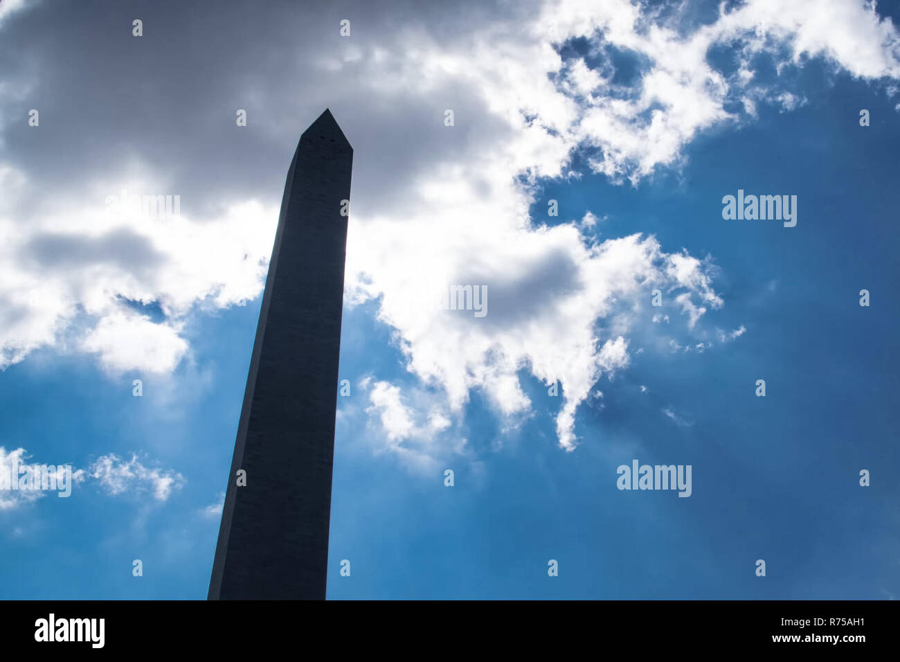 Daylight side view of Washington Monument in Washington, DC, capital ...