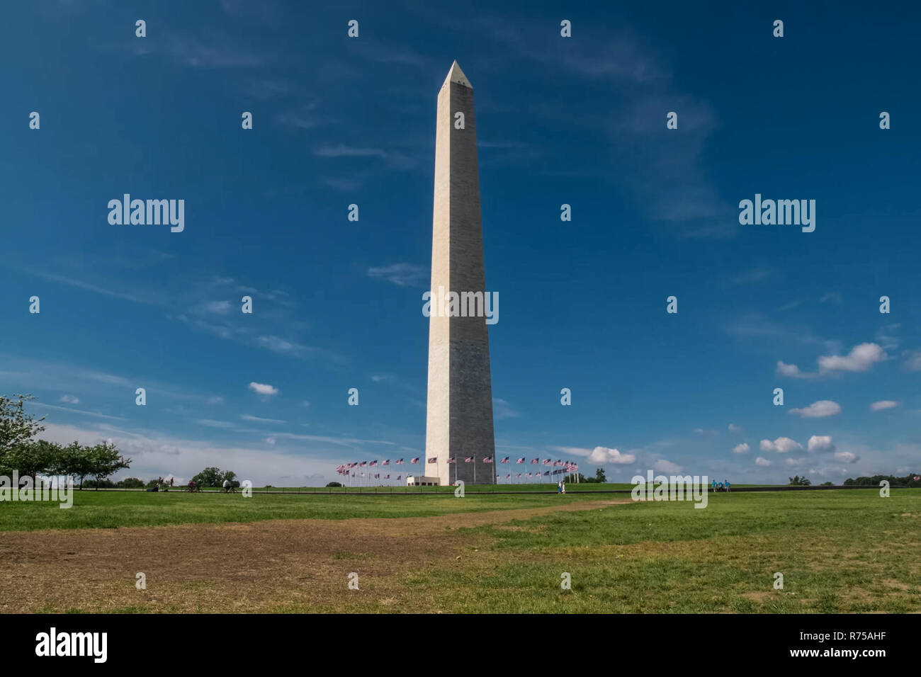 Daylight side view of Washington Monument in Washington, DC, capital ...