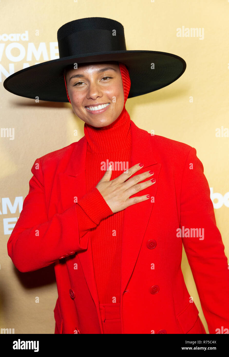 New York, NY - December 6, 2018: Alicia Keys wearing suit by Balenciaga ...