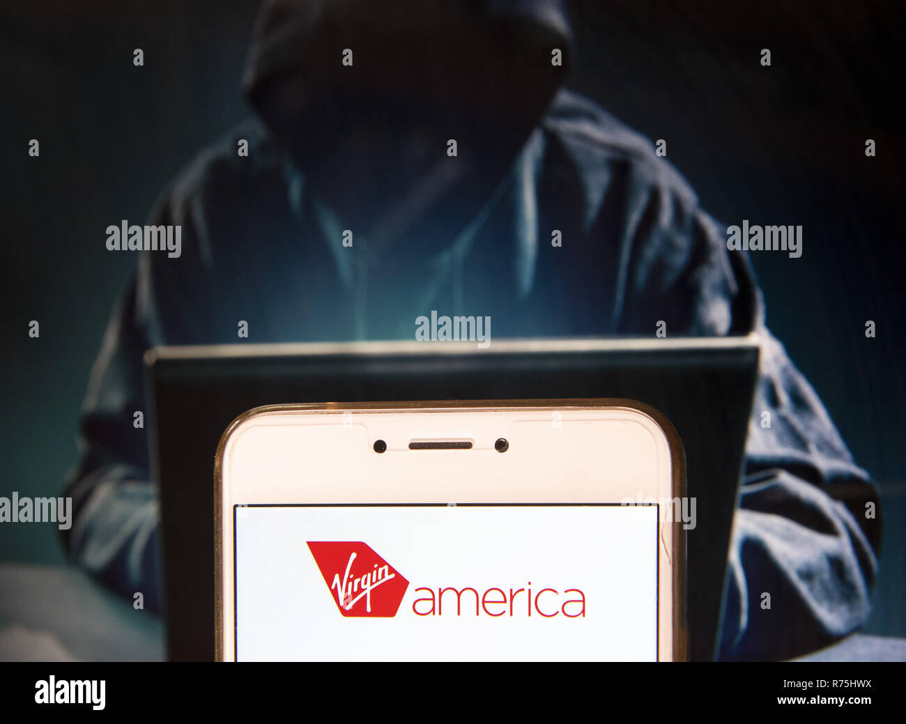 Hong Kong. 23rd Nov, 2018. American airline Virgin America logo is seen ...