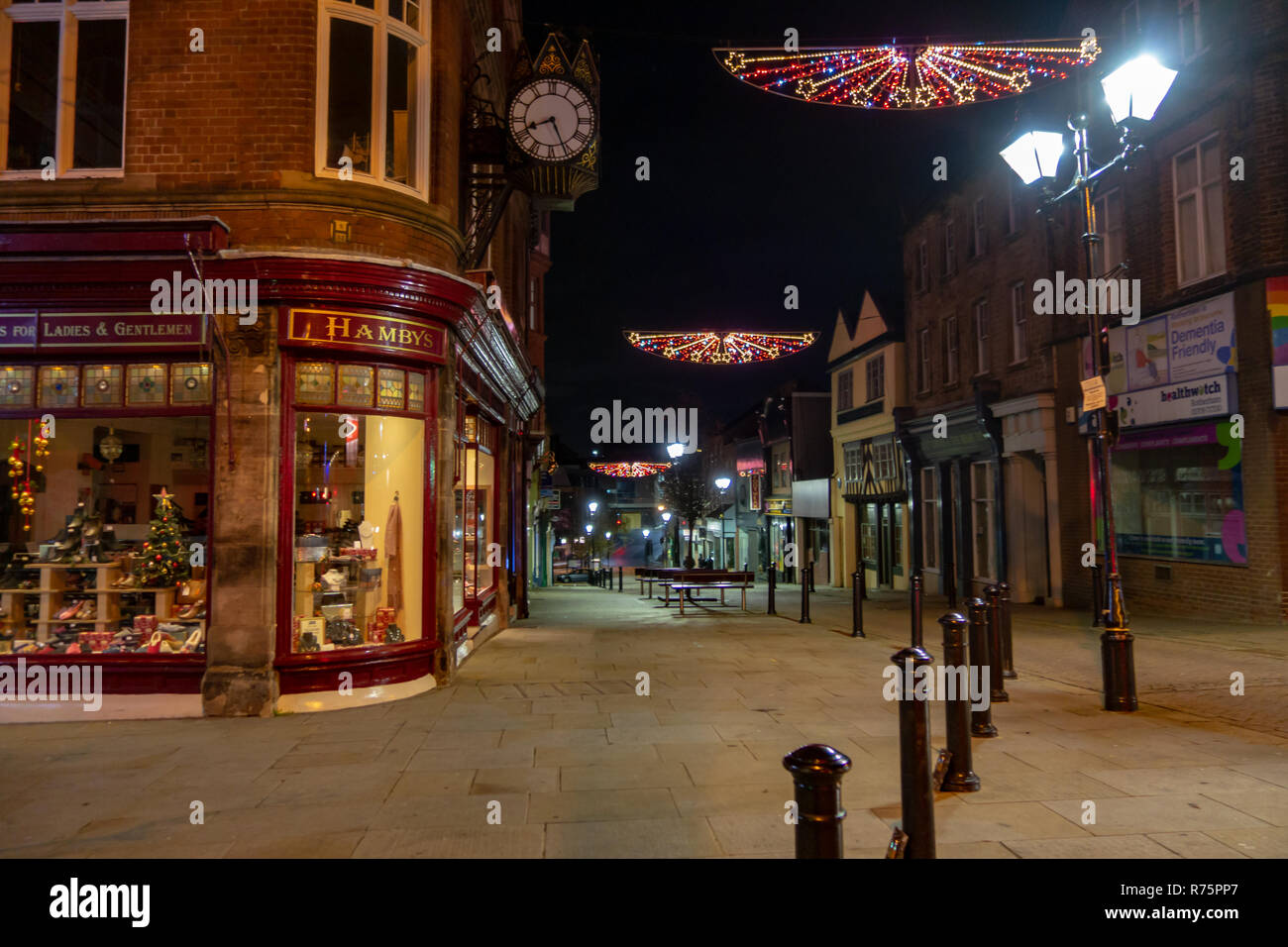 Rotherham night town centre empty at night Stock Photo - Alamy