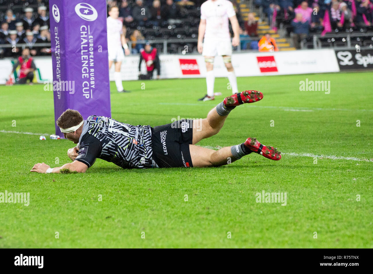 Ospreys replacement Rhodri Jones goes over for his first ever try for ...