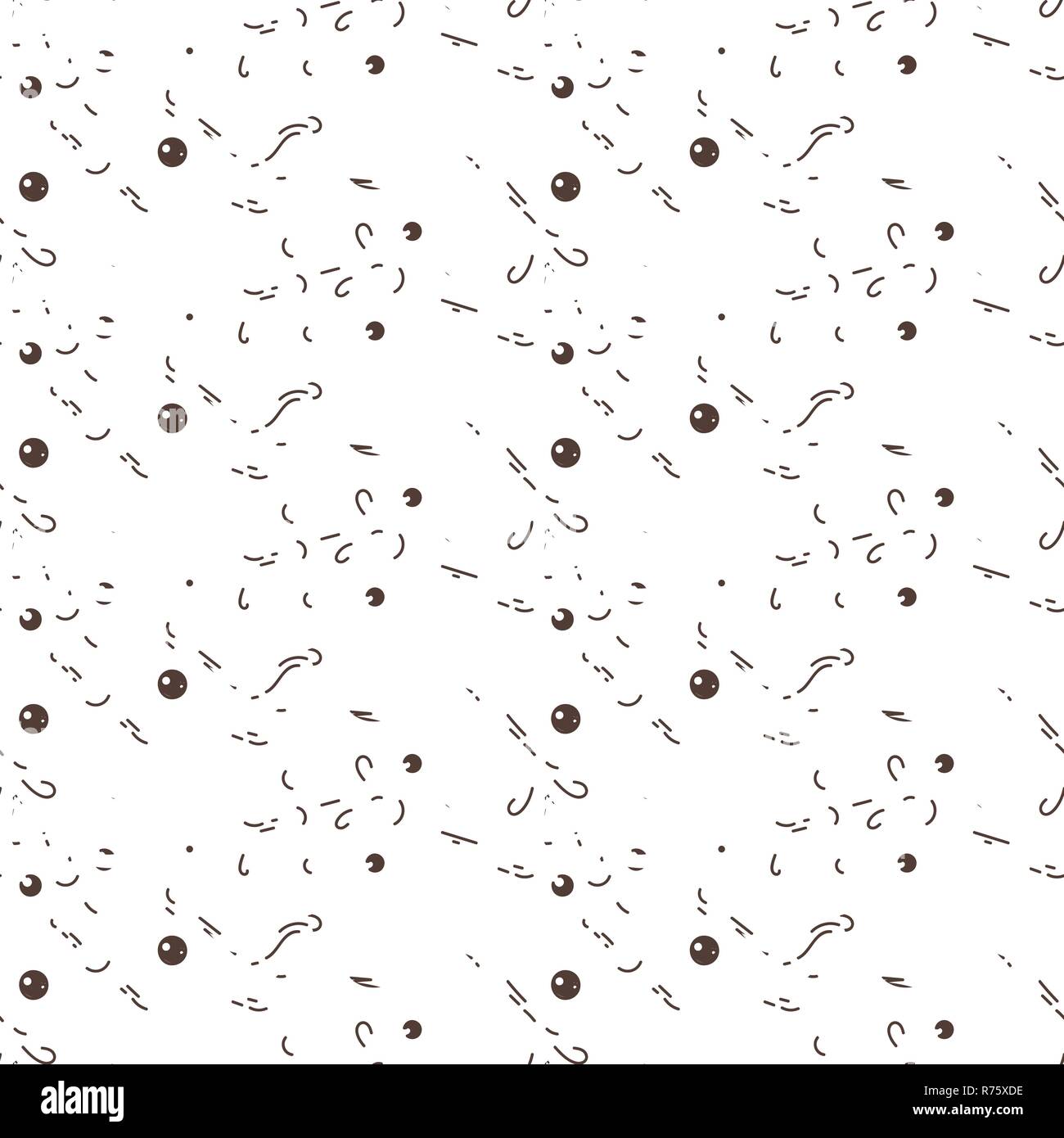Abstract seamless pattern with dots, lines and emoji. Nice for prints ...