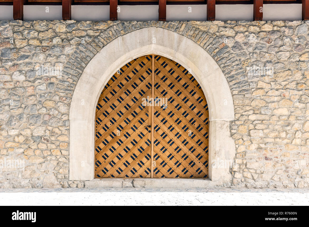 Arch wooden door Stock Photo - Alamy