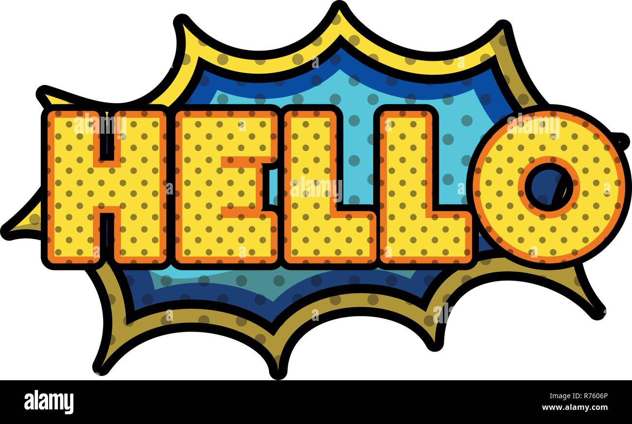 hello comic words in speech bubble isolated icon Stock Vector Image ...
