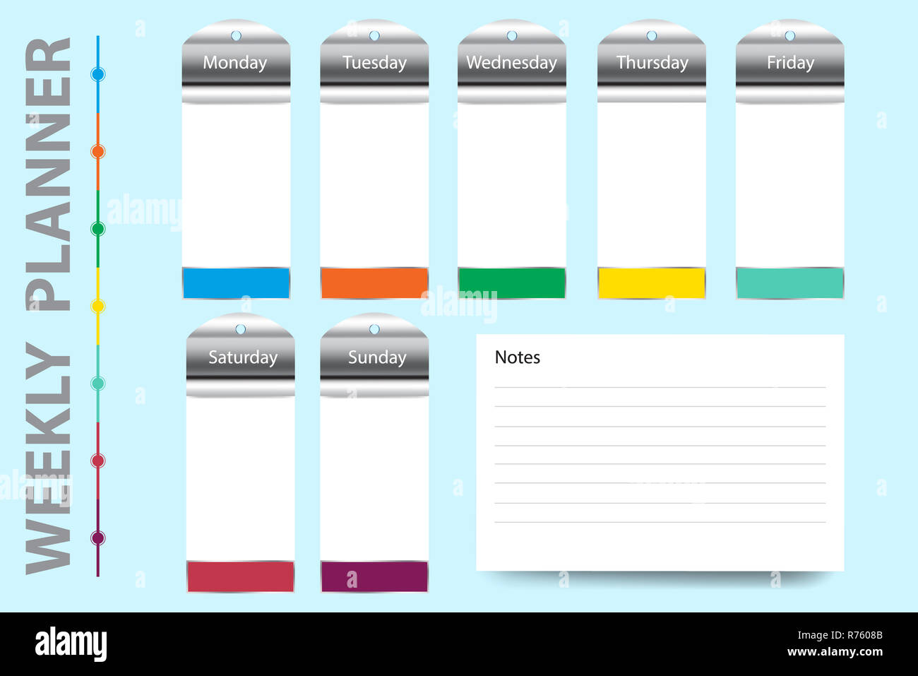 Weekly planner vector with metal labels on hanging charts Stock Photo ...