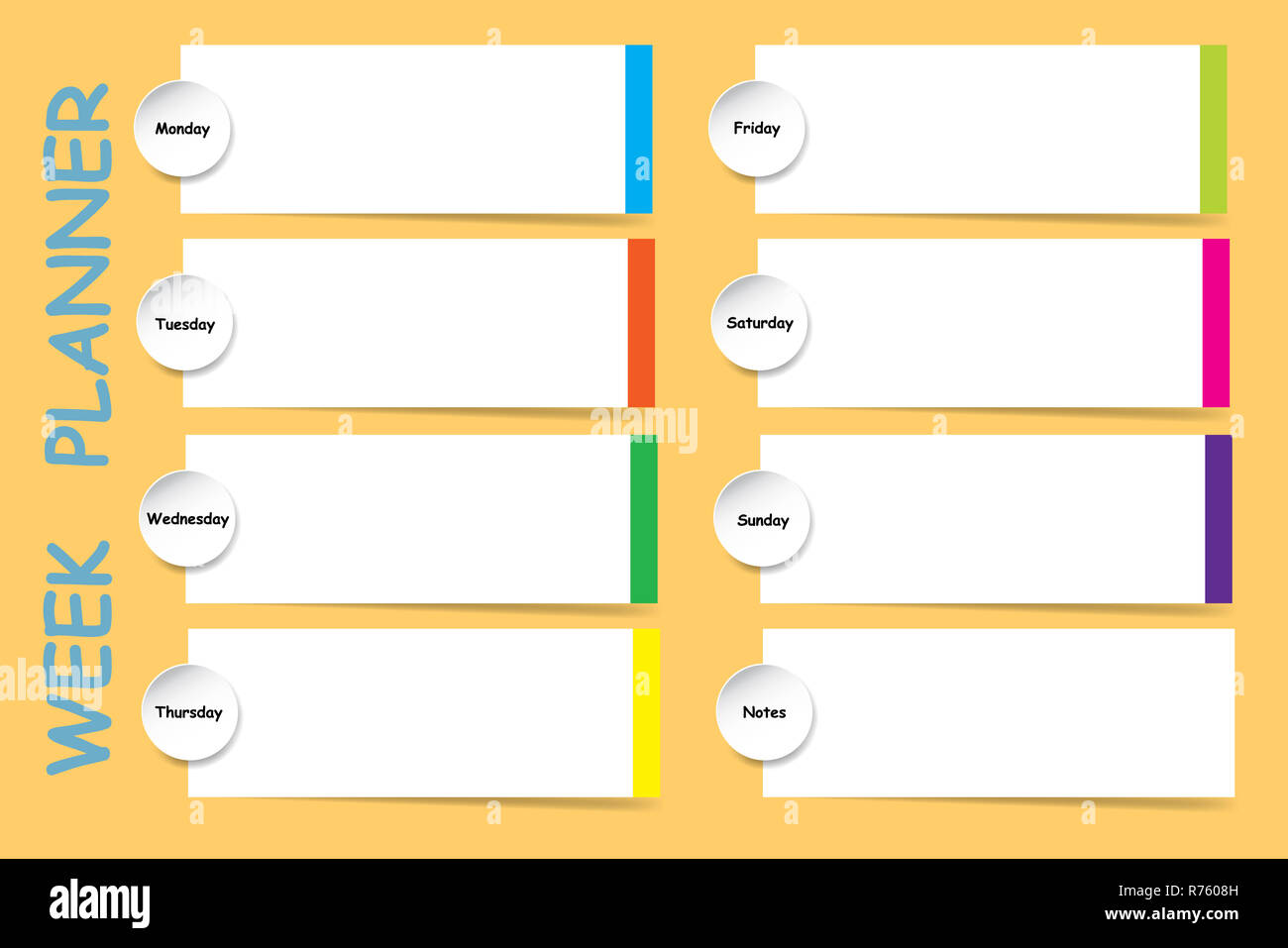 Weekly planner vector concept with white buttons Stock Photo - Alamy