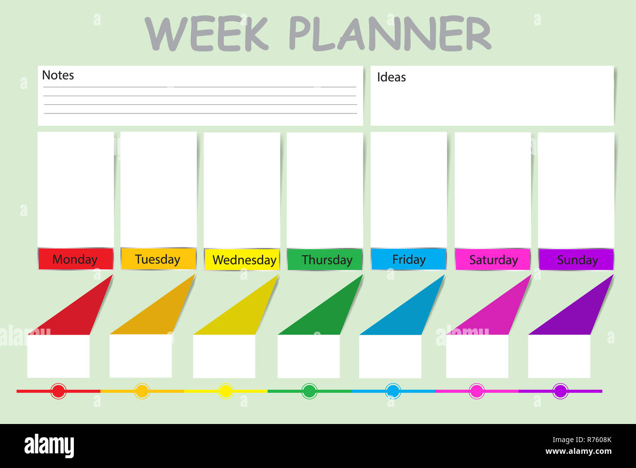Weekly planner with timeline, main daily goalsl and the arrows Stock ...