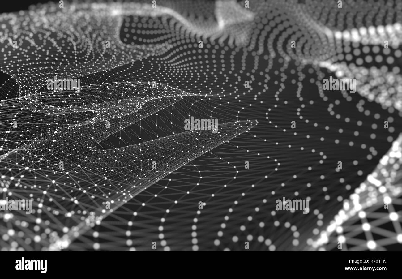 Abstract polygonal space low poly dark background, 3d rendering Stock ...