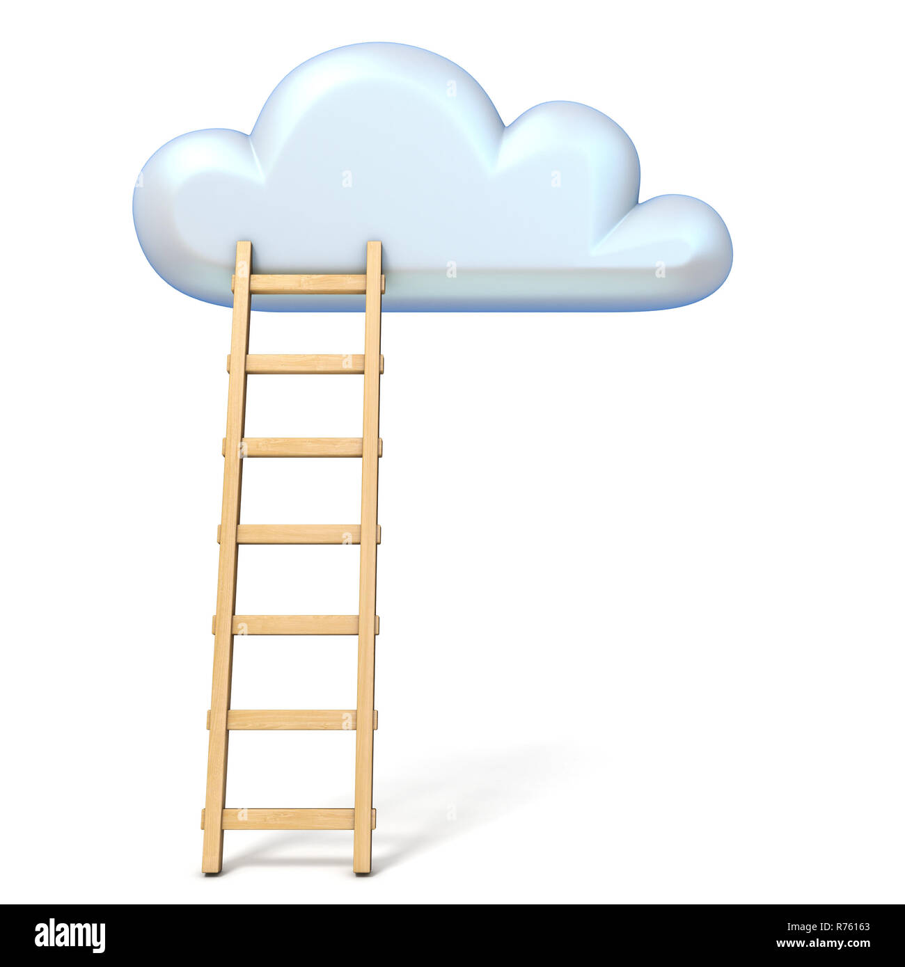 Cloud shape and ladder 3D rendering illustration on white background ...
