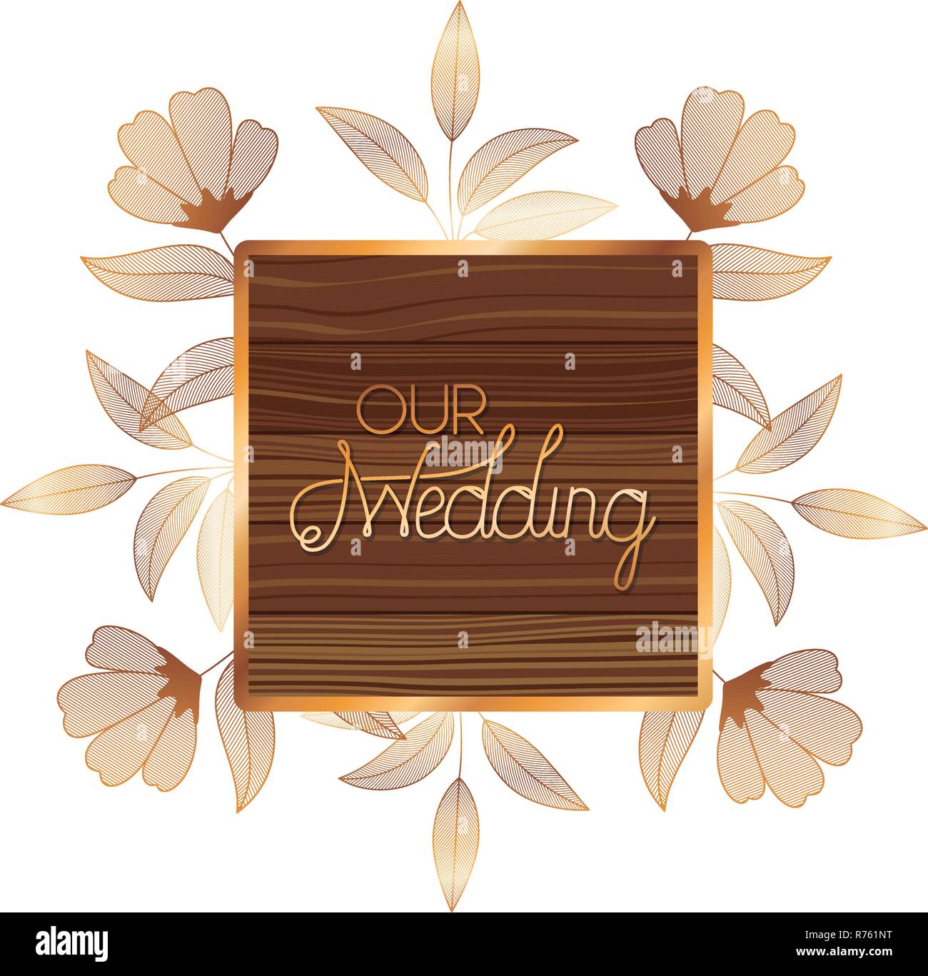 wedding invitation in frame of wooden Stock Vector Image & Art - Alamy
