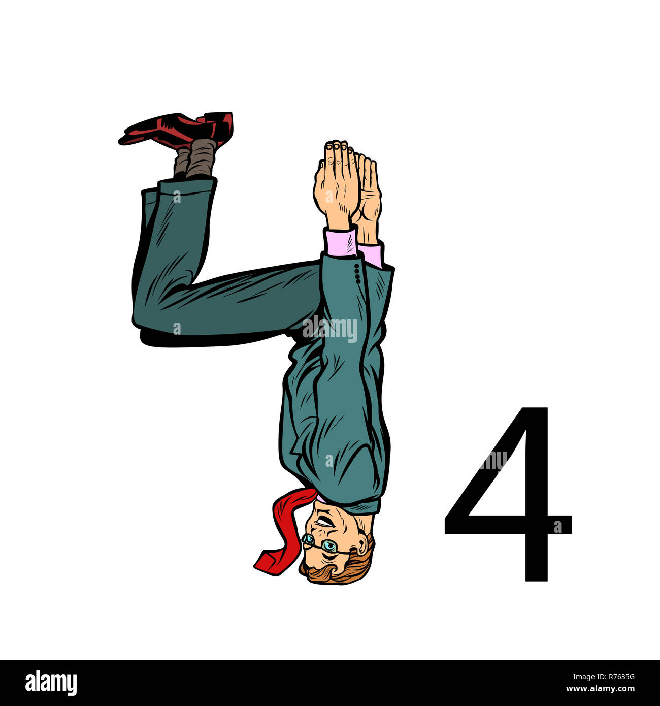 number four 4. Business people silhouette alphabet Stock Photo - Alamy