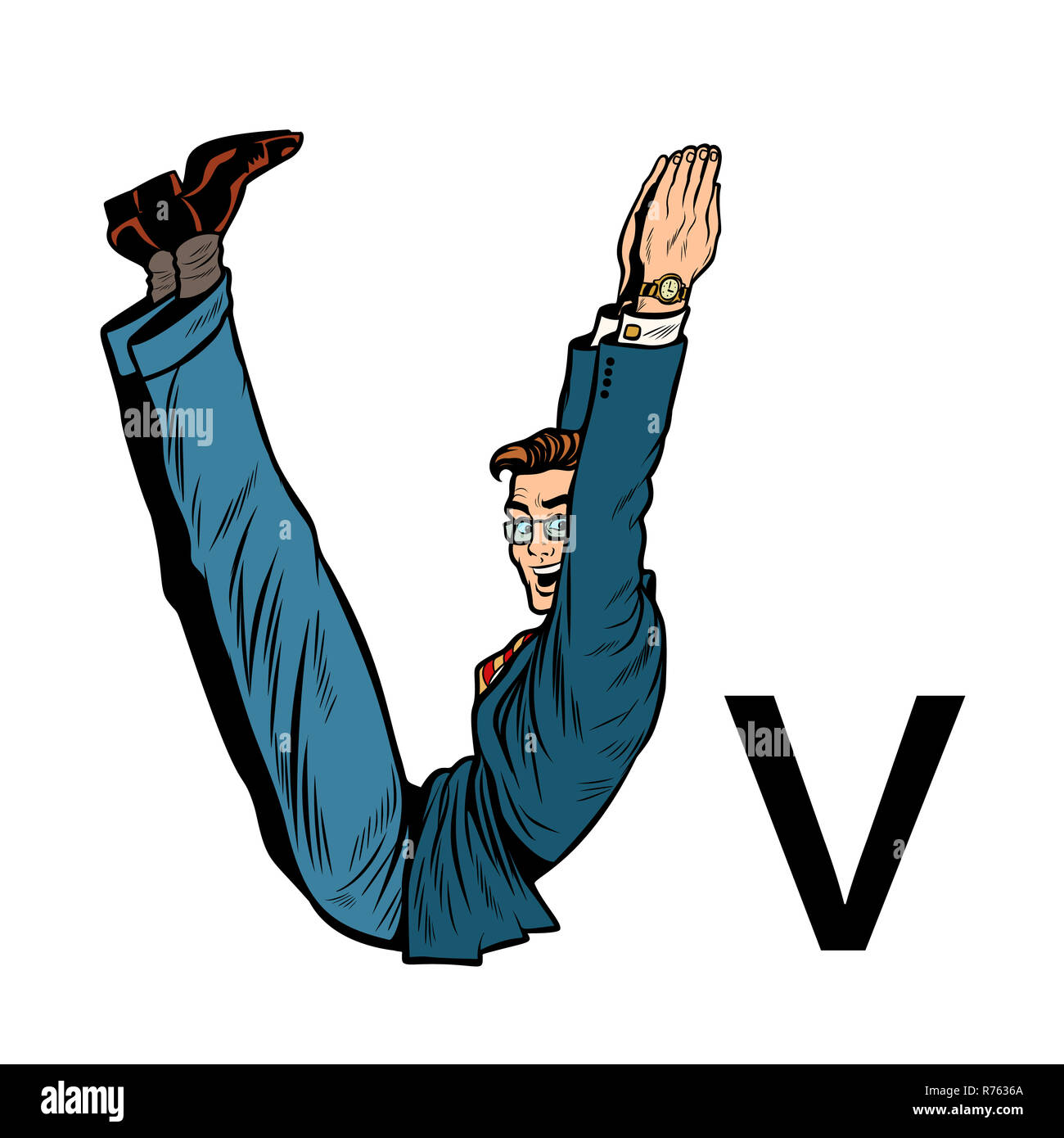 letter V vee. Business people silhouette alphabet Stock Photo - Alamy