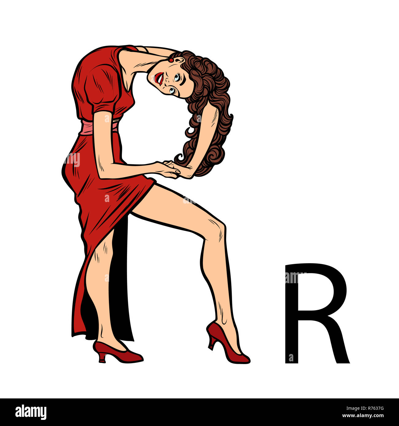letter R ar or. Business people silhouette alphabet Stock Photo - Alamy