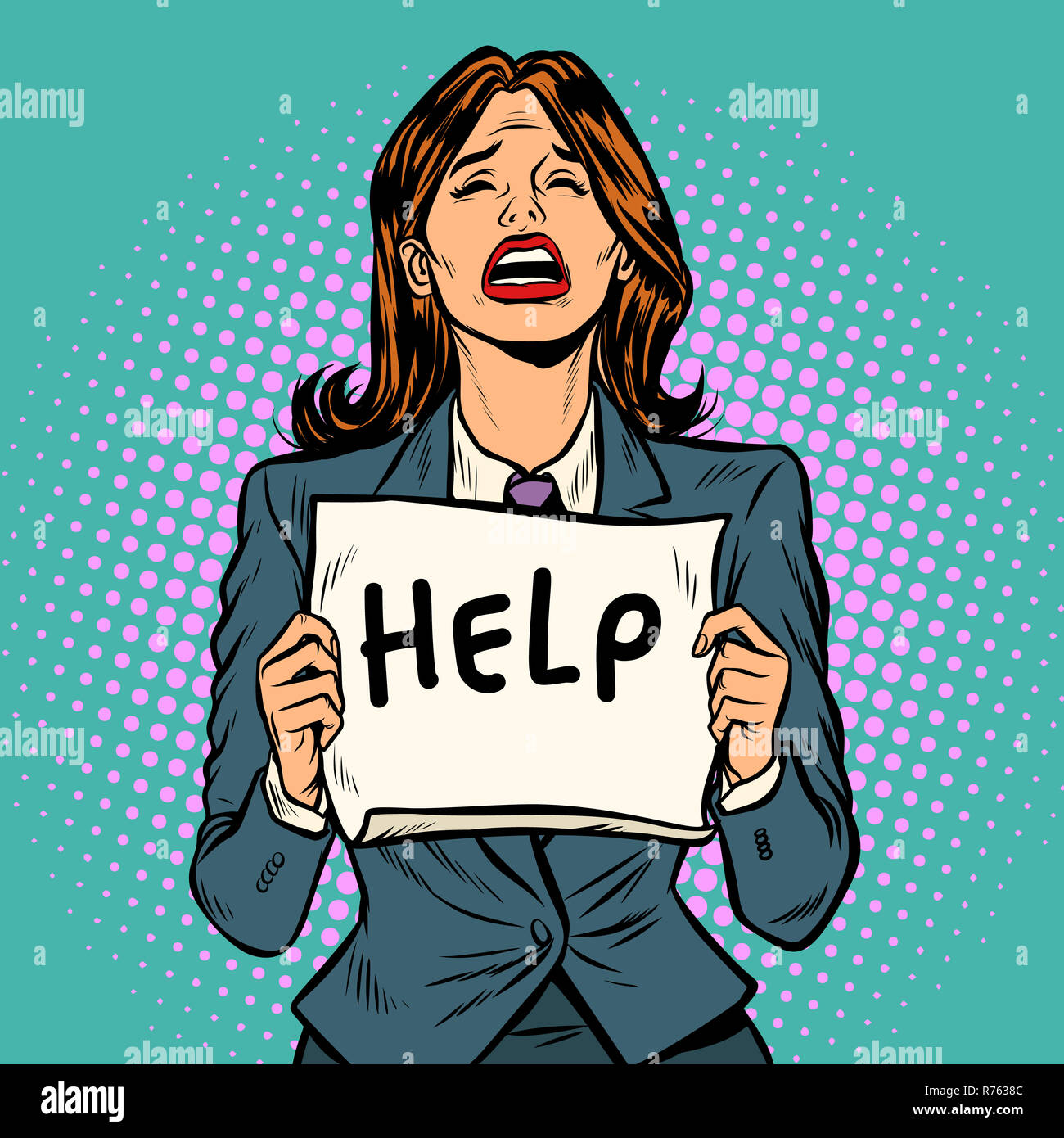 woman crying help poster Stock Photo - Alamy