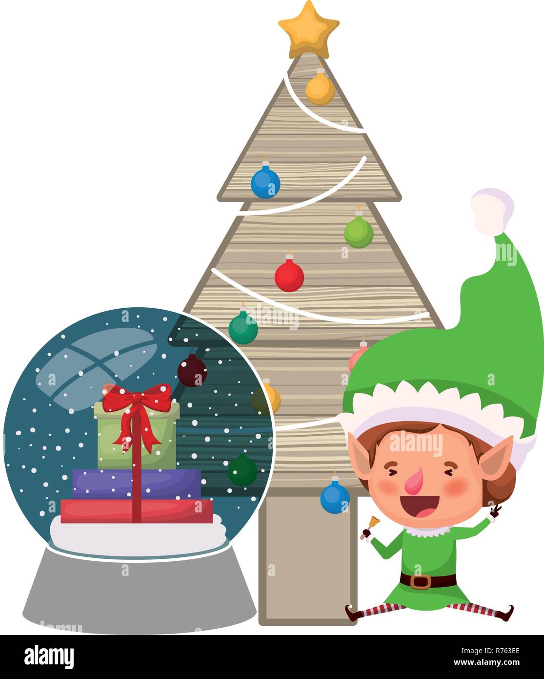 White christmas tree ball boy Stock Vector Images - Alamy
