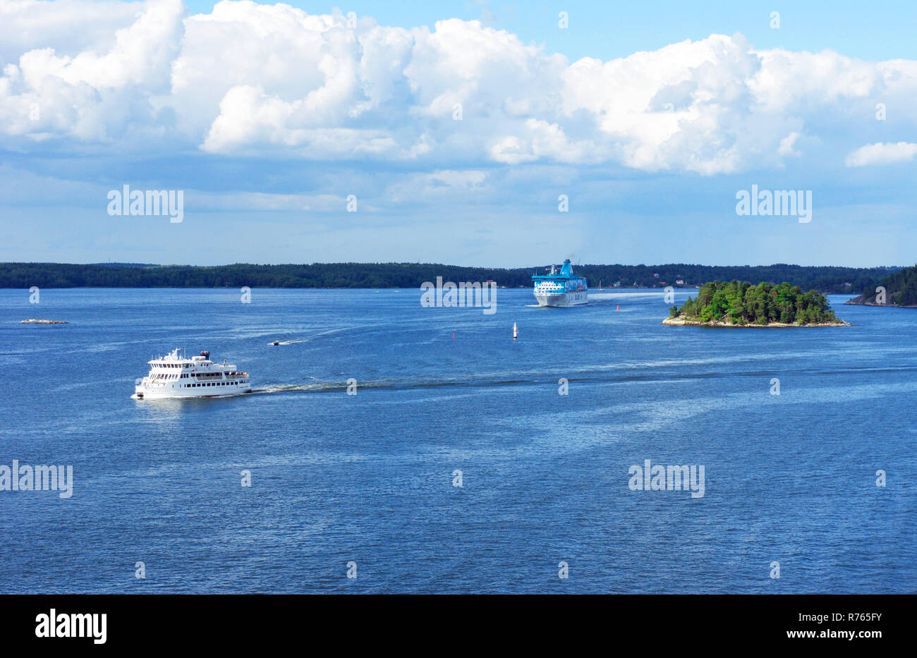 Summertime on the Swedish islands near the coast of Stockholm leading ...