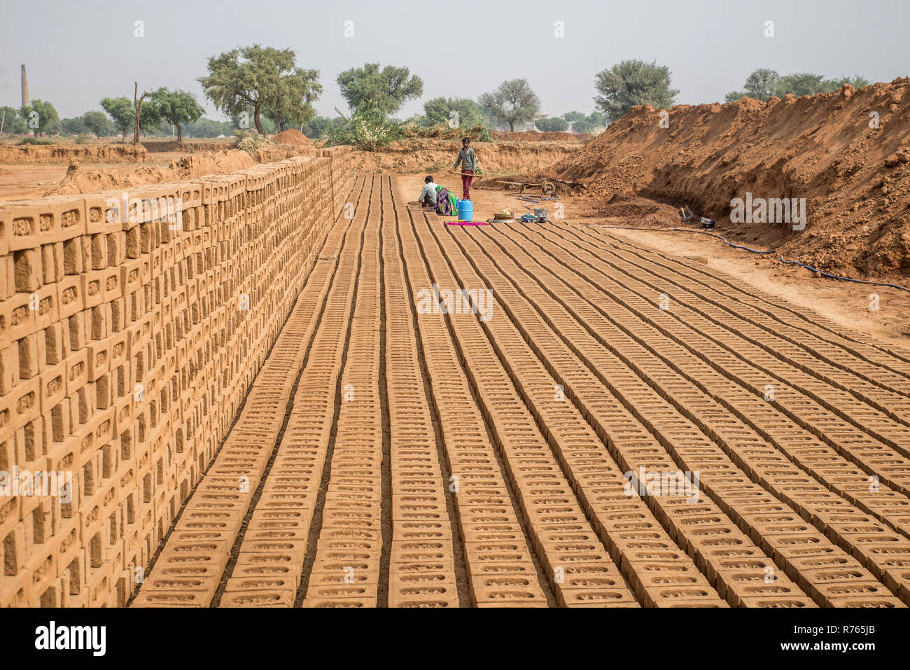 Aligned bricks in a brick factory, Rajasthan, India Stock Photo - Alamy