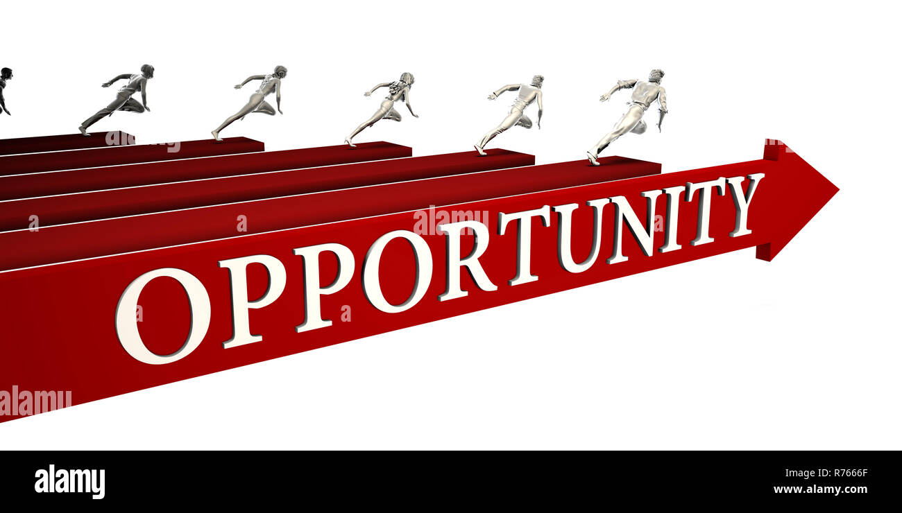 Opportunity Solutions with Business People Running To Success Stock ...